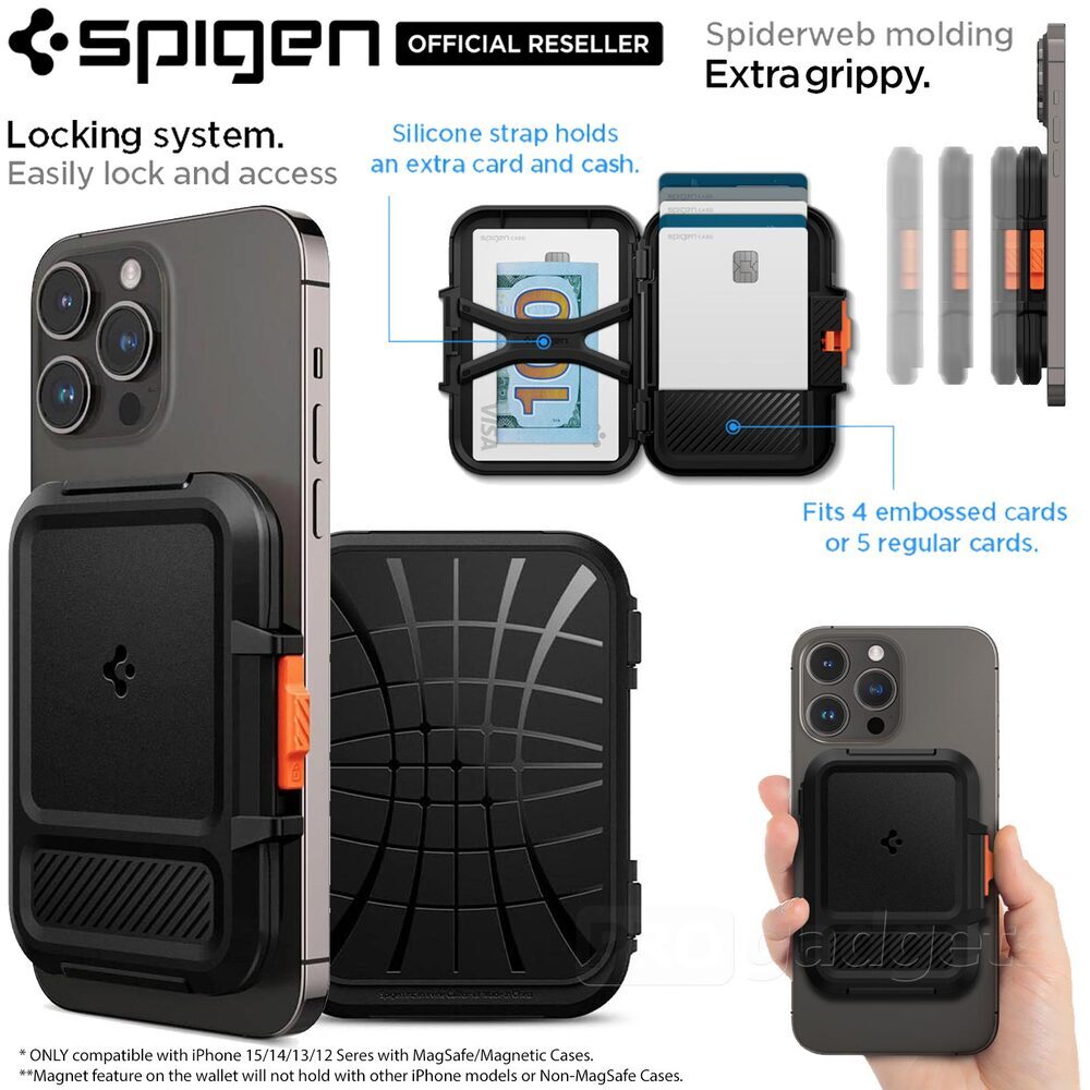 SPIGEN MagSafe Lock Fit Wallet Card Holder (MagFit) for MagSafe Case ...