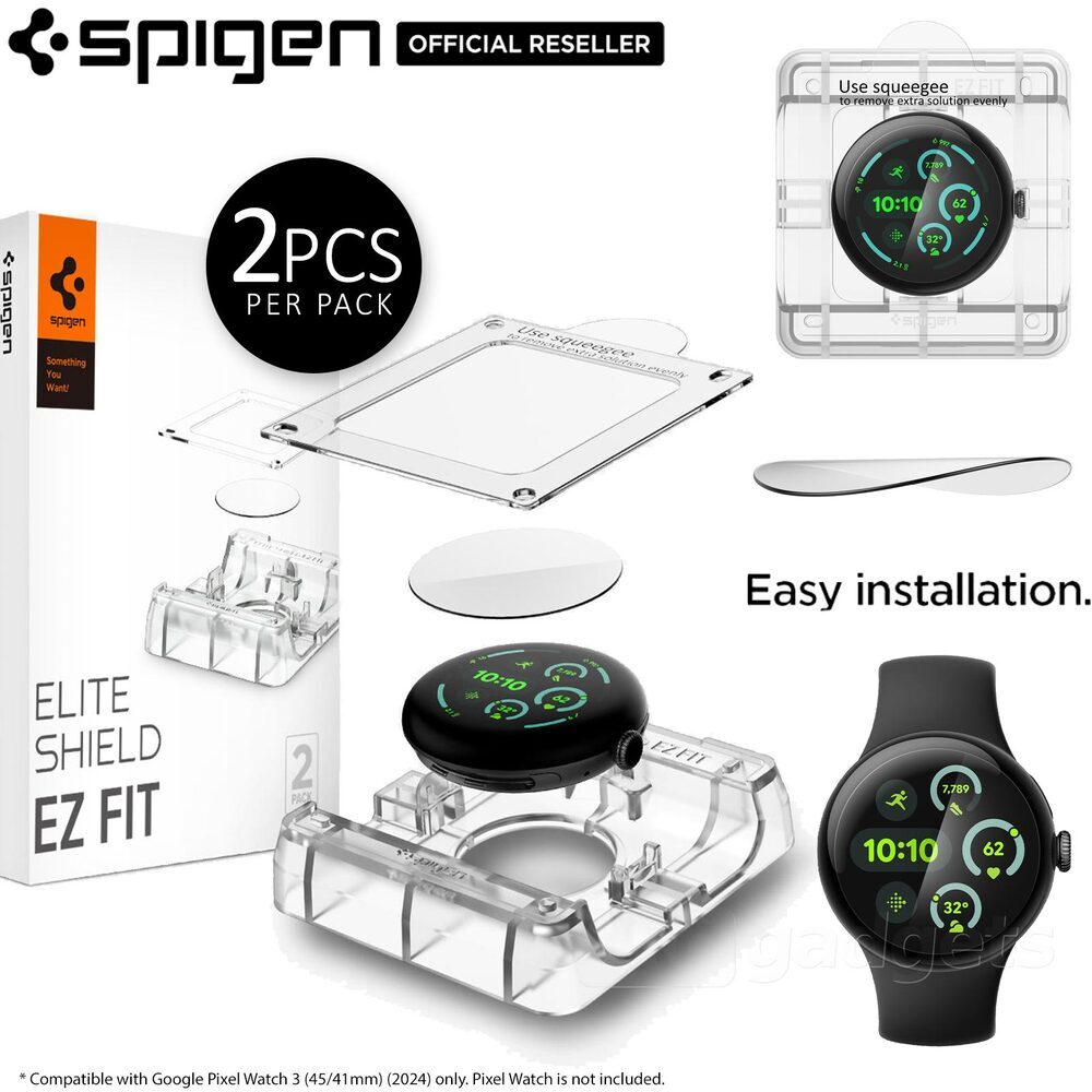 SPIGEN Elite Shield EZ Fit 2 Pcs for Pixel Watch 4 / 3 45mm Screen ...