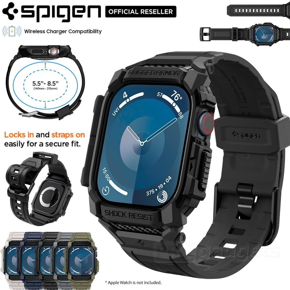 SPIGEN Rugged Armor Pro + Strap Band for Apple Watch Series 10 46mm Case
